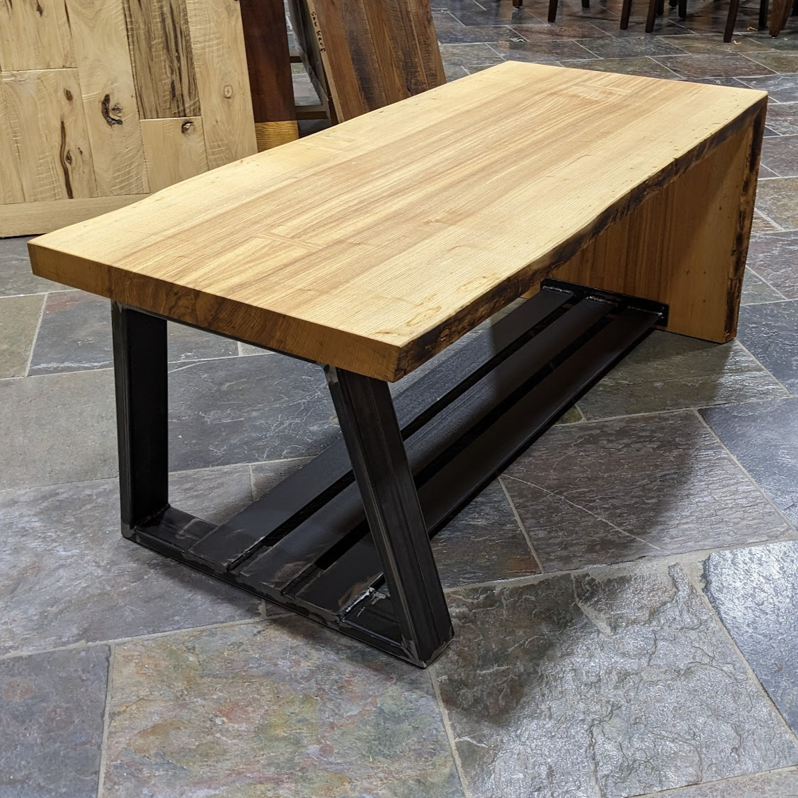 Ash Live Edge Waterfall Table - Bowties and Metal Base – The Hardwood Mall