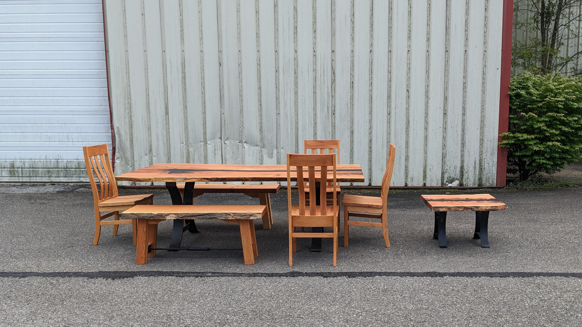 Honey Locust Slab Table with Black Epoxy Set Special – The Hardwood Mall